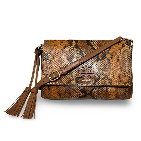 Tory Burch | Bags | Rare Tory Burch Thea Embossed Leather Exotic Web ...